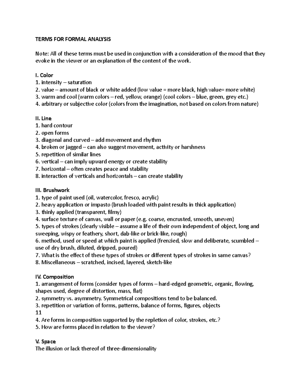 Terms FOR Formal Analysis - TERMS FOR FORMAL ANALYSIS Note: All of ...