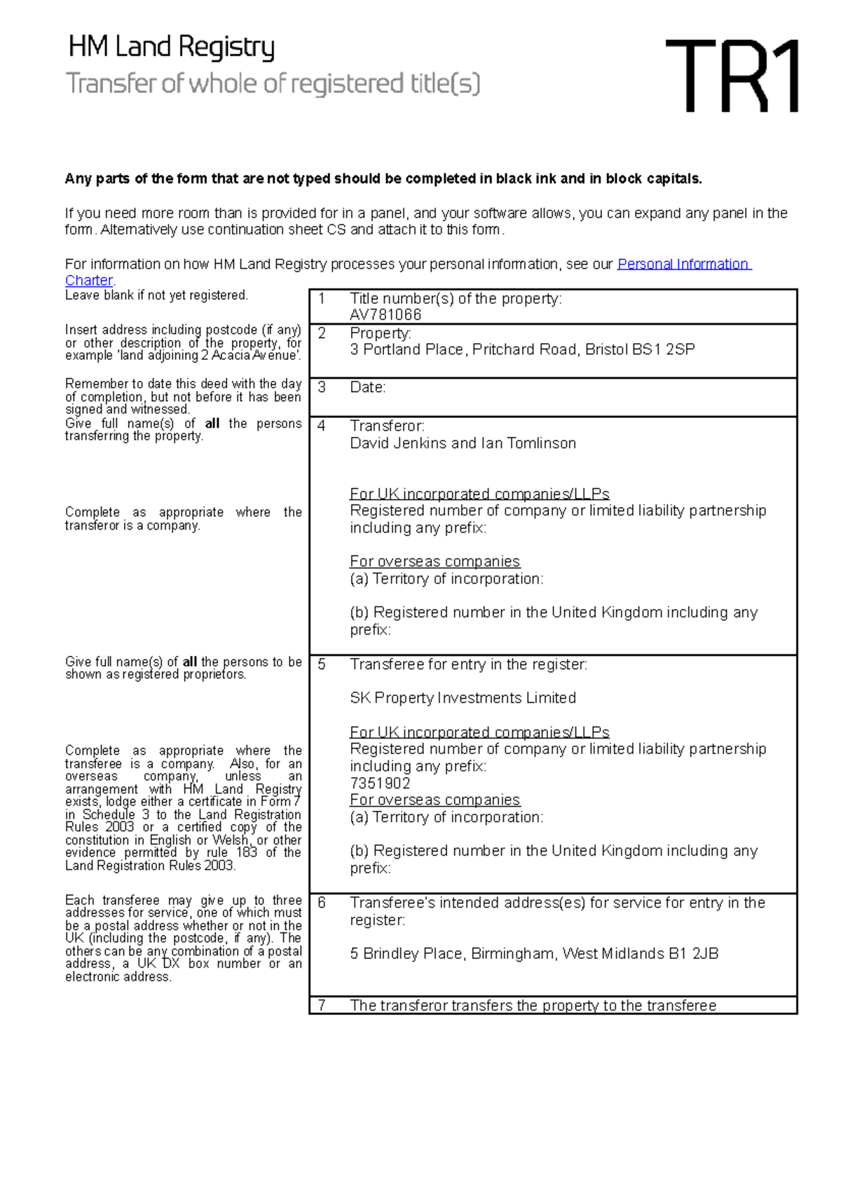 WS 9 Completed TR1 to Print - Any parts of the form that are not typed ...