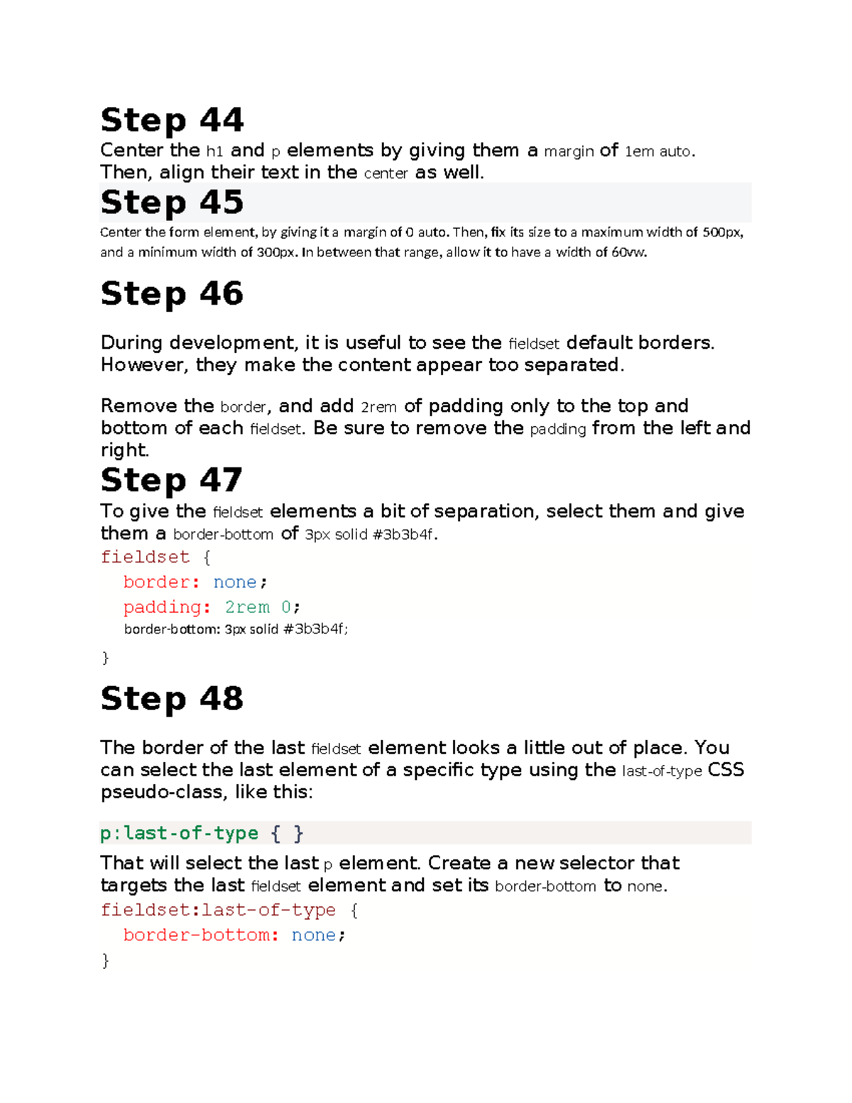 Web Development Overview - Step 44 Center the h1 and p elements by ...