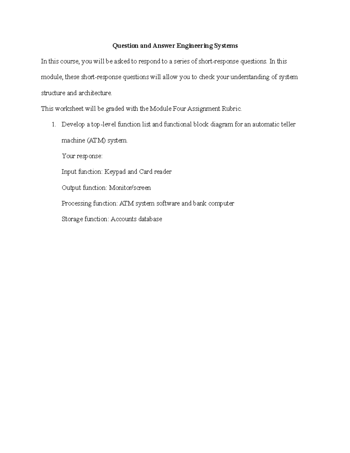 Question and Answer Engineering Systems - In this module, these short ...