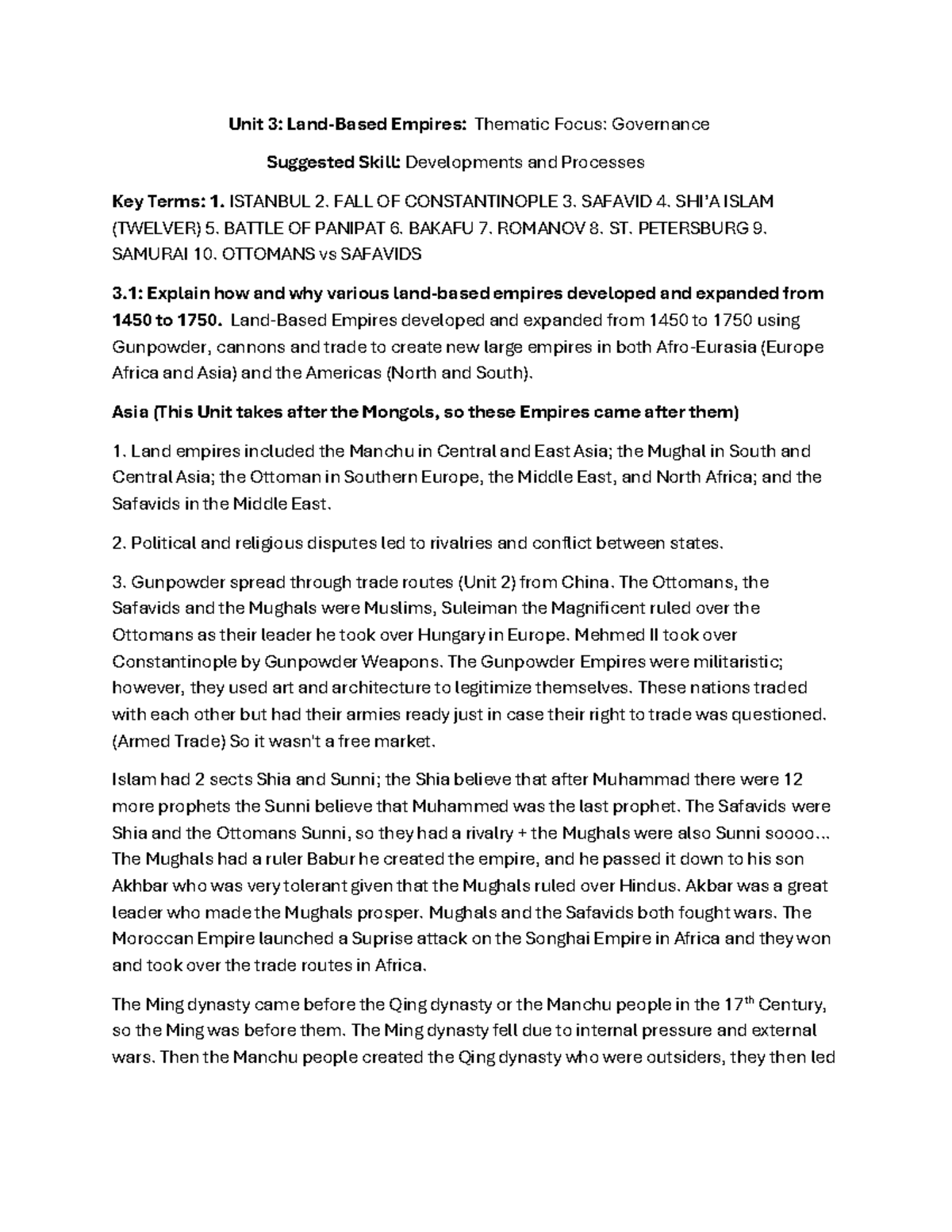 Notes for Whapm - A study guide on Unit 3 for World History Ap modern ...