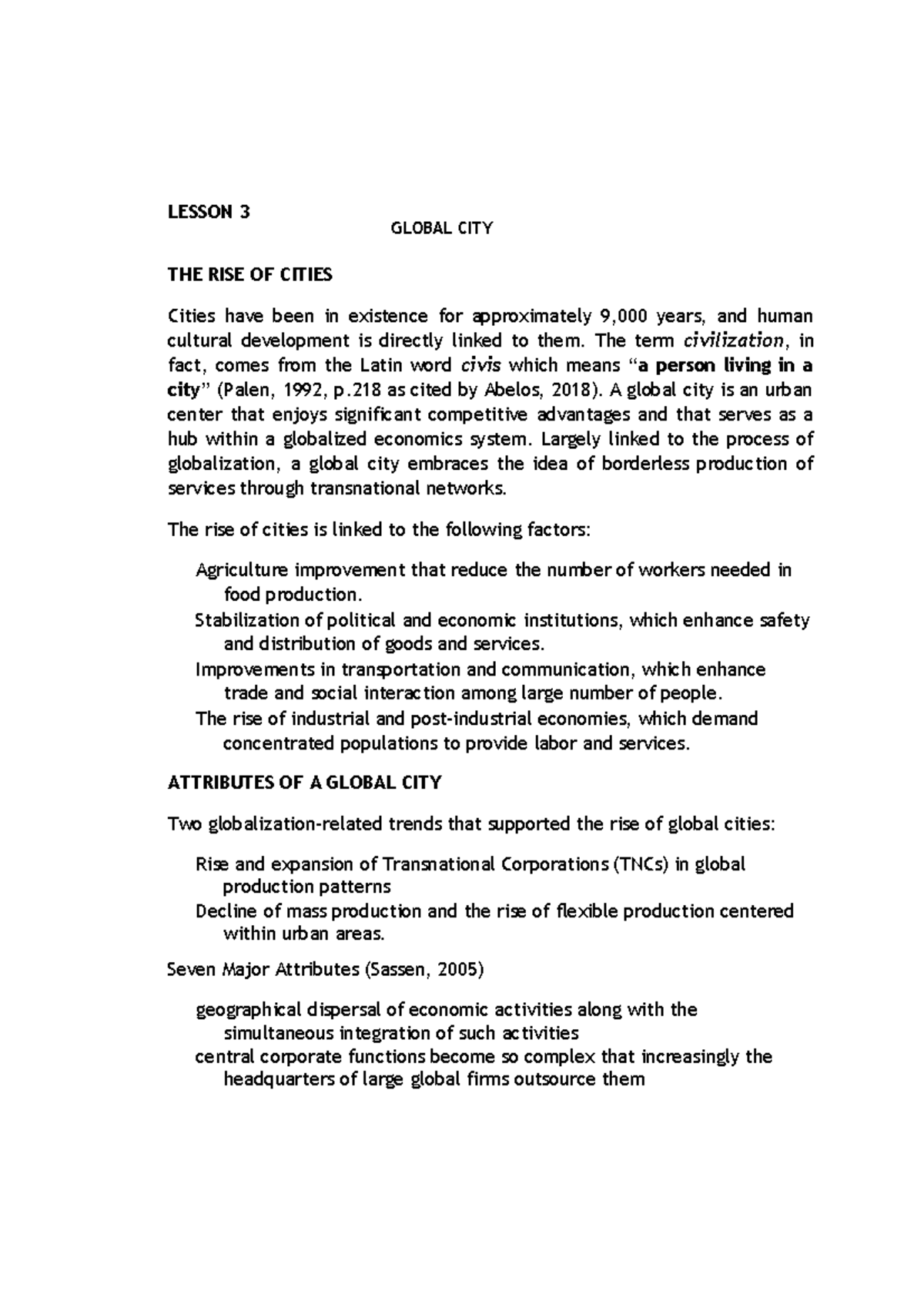 Module 3 Lesson 3 THE RISE OF Cities - LESSON 3 GLOBAL CITY THE RISE OF ...