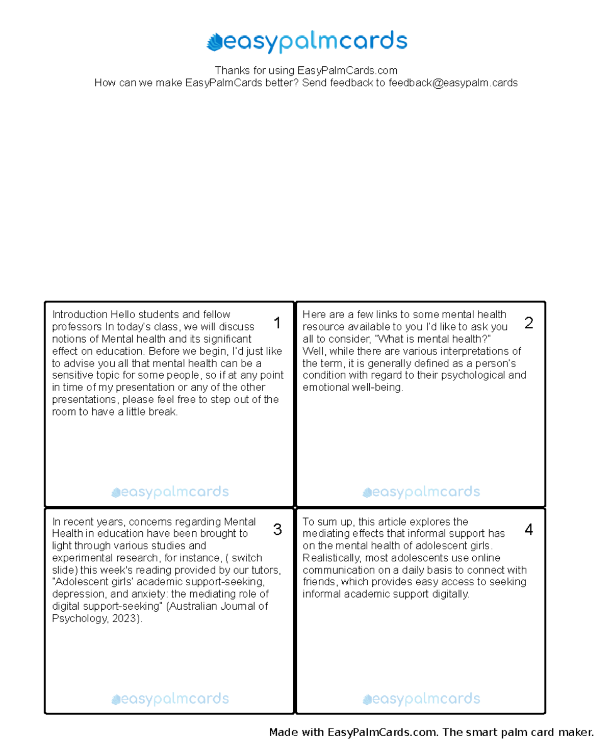 Epc exported palm cards - Introduction Hello students and fellow ...