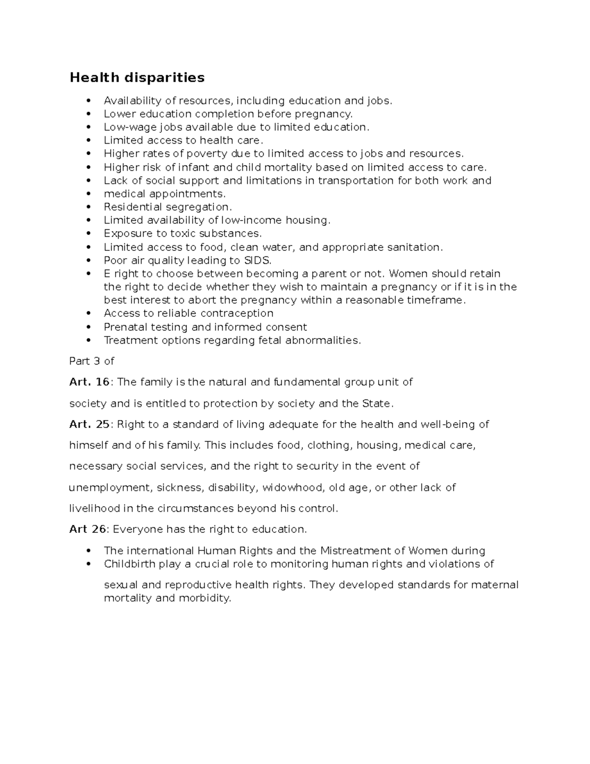 ACapstone health disparities - Health disparities Availability of ...