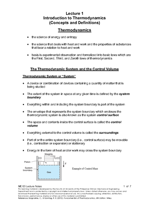 ME 63 AY 2020-2021 Lecture Notes 7 - Lecture 7 First Law of ...