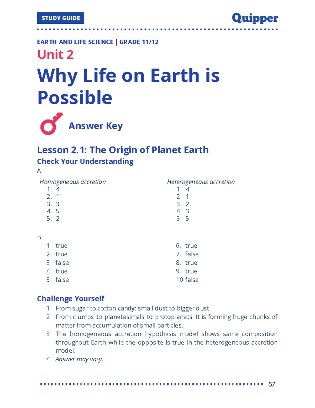 02. ELS SHS Unit 2 Why Life on Earth is Possible (Answer Key) - EARTH ...