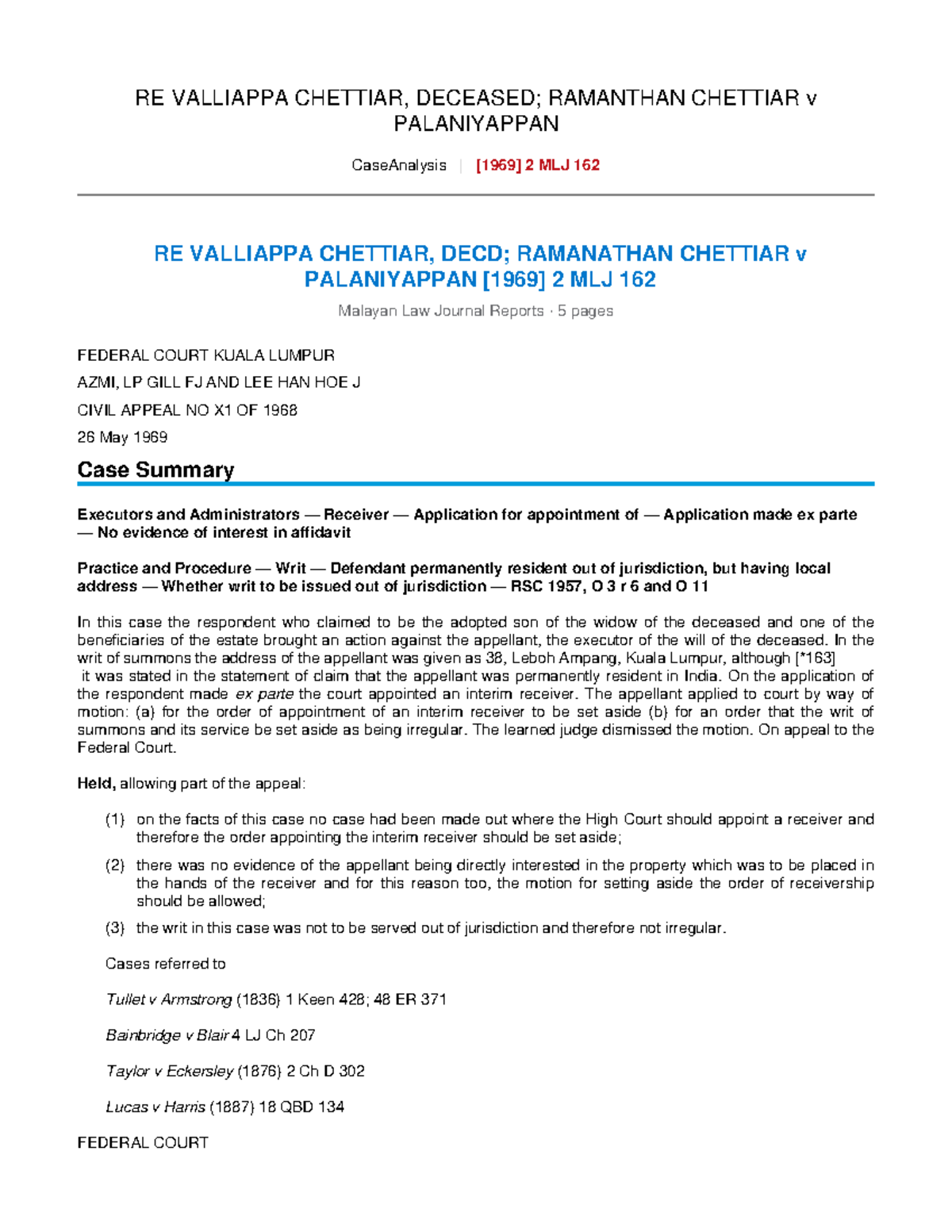 RE Valliappa Chettiar, DECD Ramanathan Chettiar v PALA - Law of ...