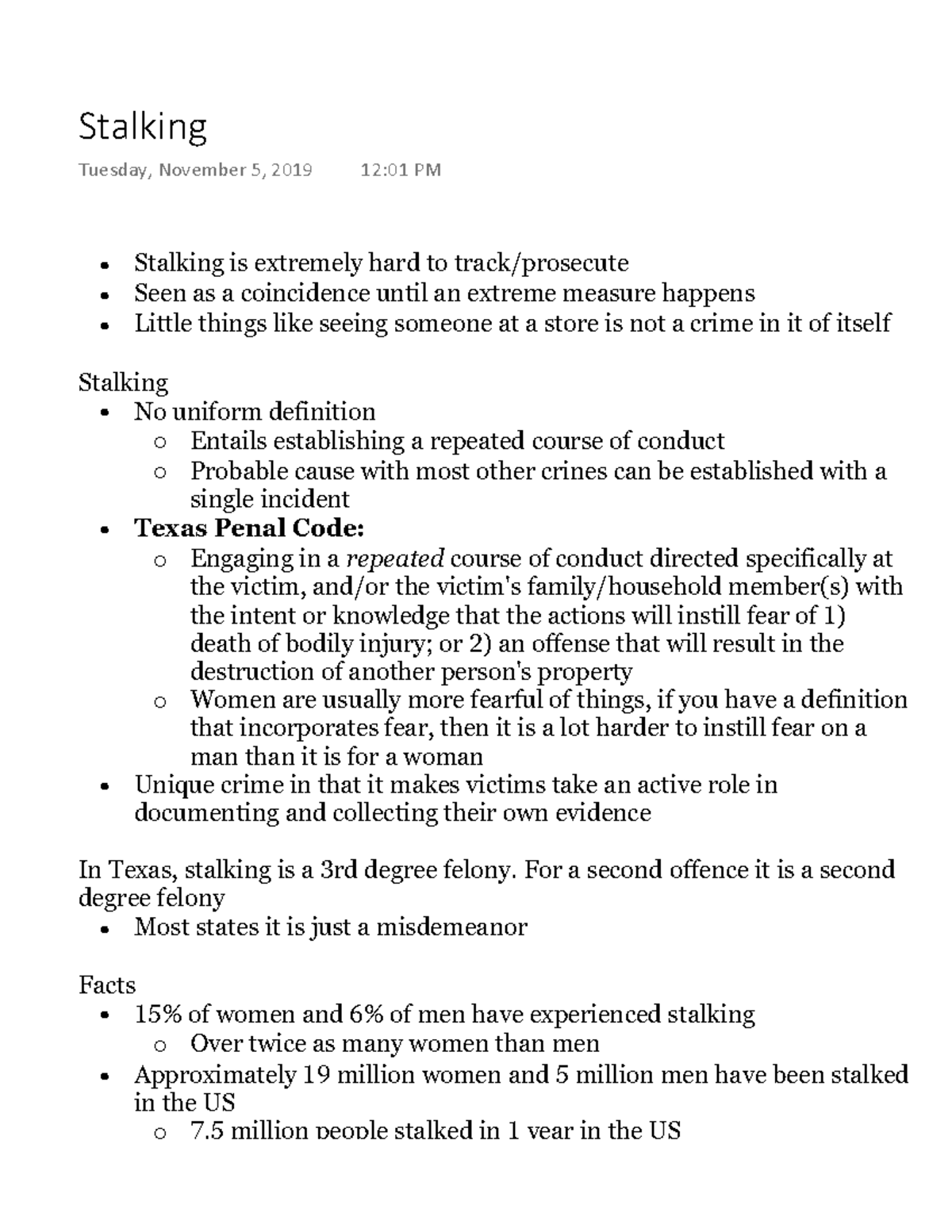 Stalking - Lecture notes 10 - Warning: TT: undefined function: 32 ...