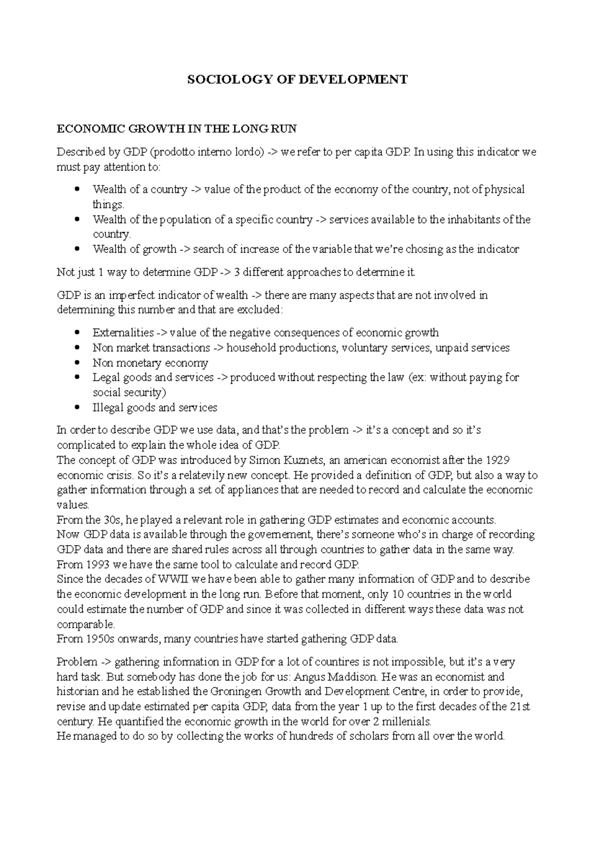 Sociology OF Development - SOCIOLOGY OF DEVELOPMENT ECONOMIC GROWTH IN ...