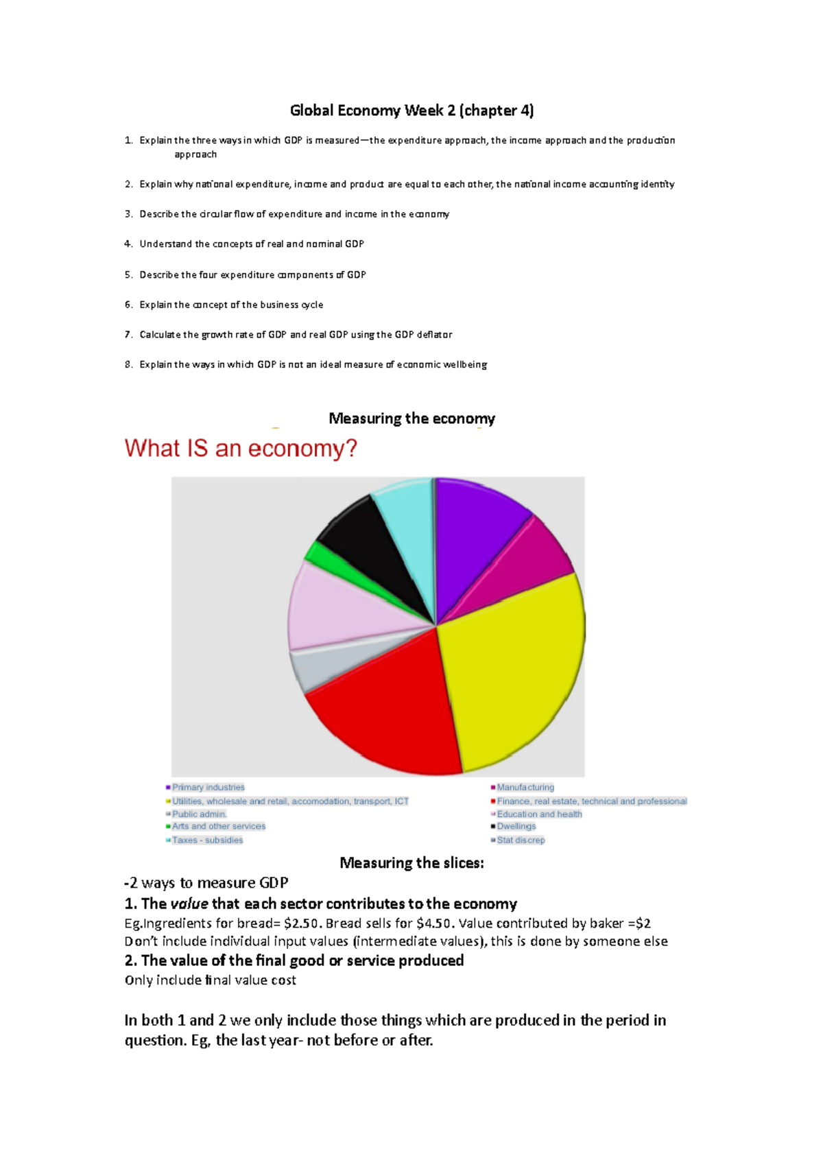 Lecture notes and diagrams for week 2 - Global Economy Week 2 (chapter ...