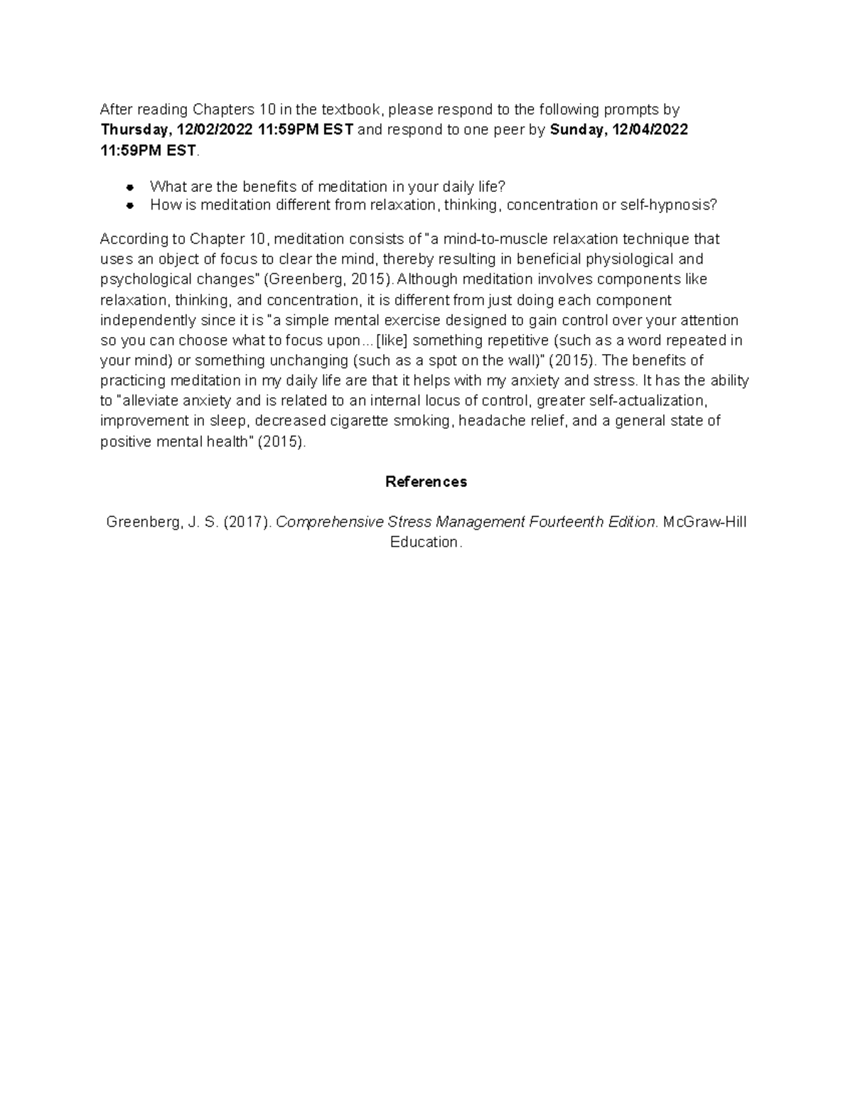 Week 14 - psy 180 - DISCUSSION BOARD FOR WEEK 14 - After reading ...