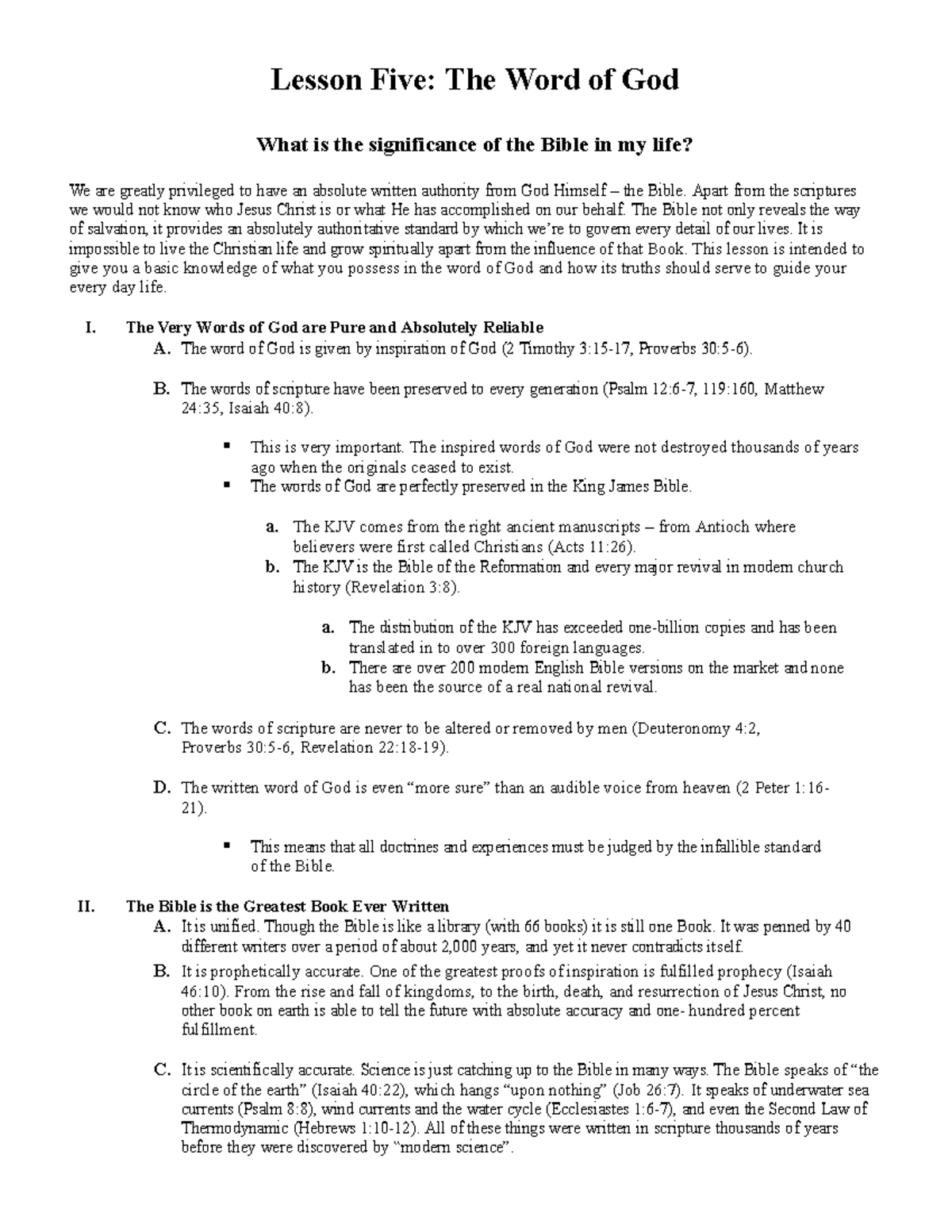 Lesson-Five - search - Lesson Five: The Word of God What is the ...