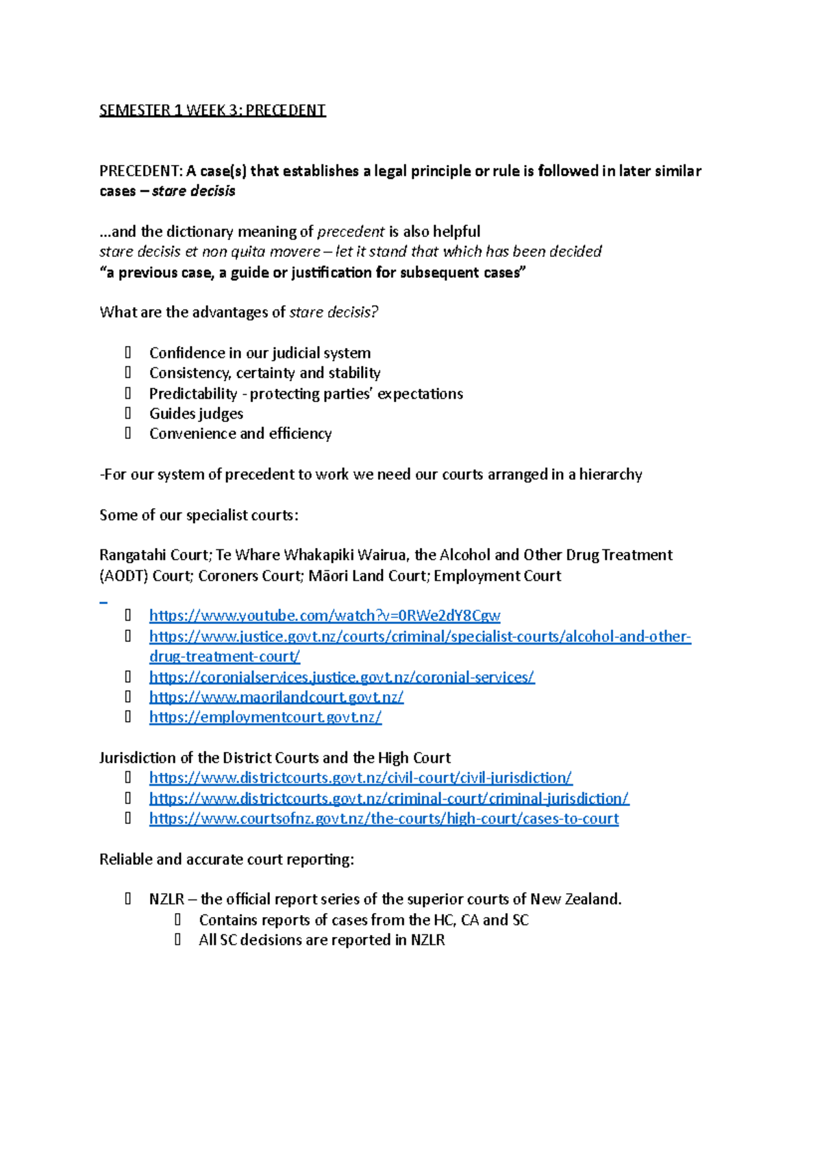 Semester 1 WEEK 3 - Precedent - SEMESTER 1 WEEK 3: PRECEDENT PRECEDENT ...