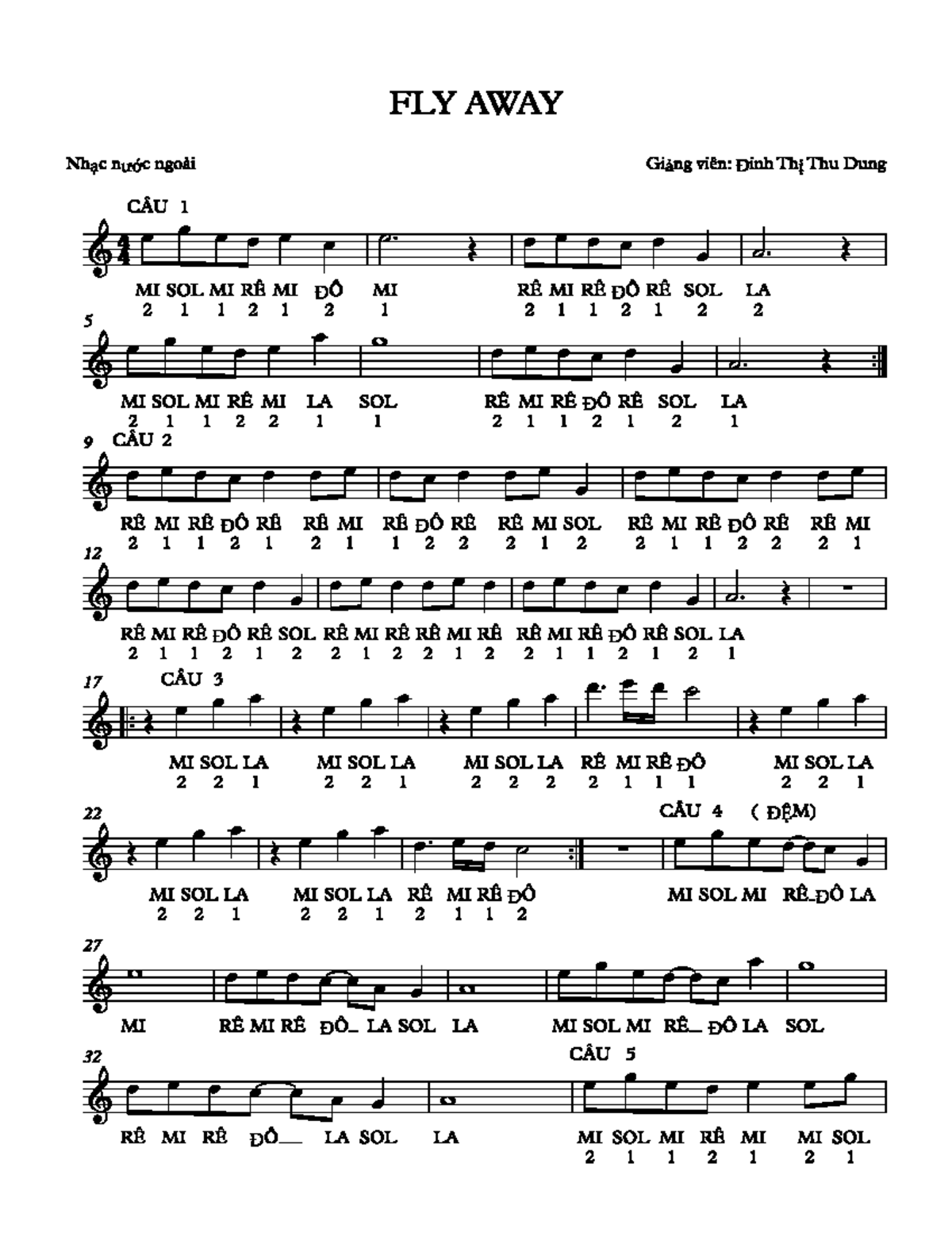 FLY AWAY - ĐÀN Tranh 1 - Nhạc Cụ Dân Tộc - Sáo - Studocu