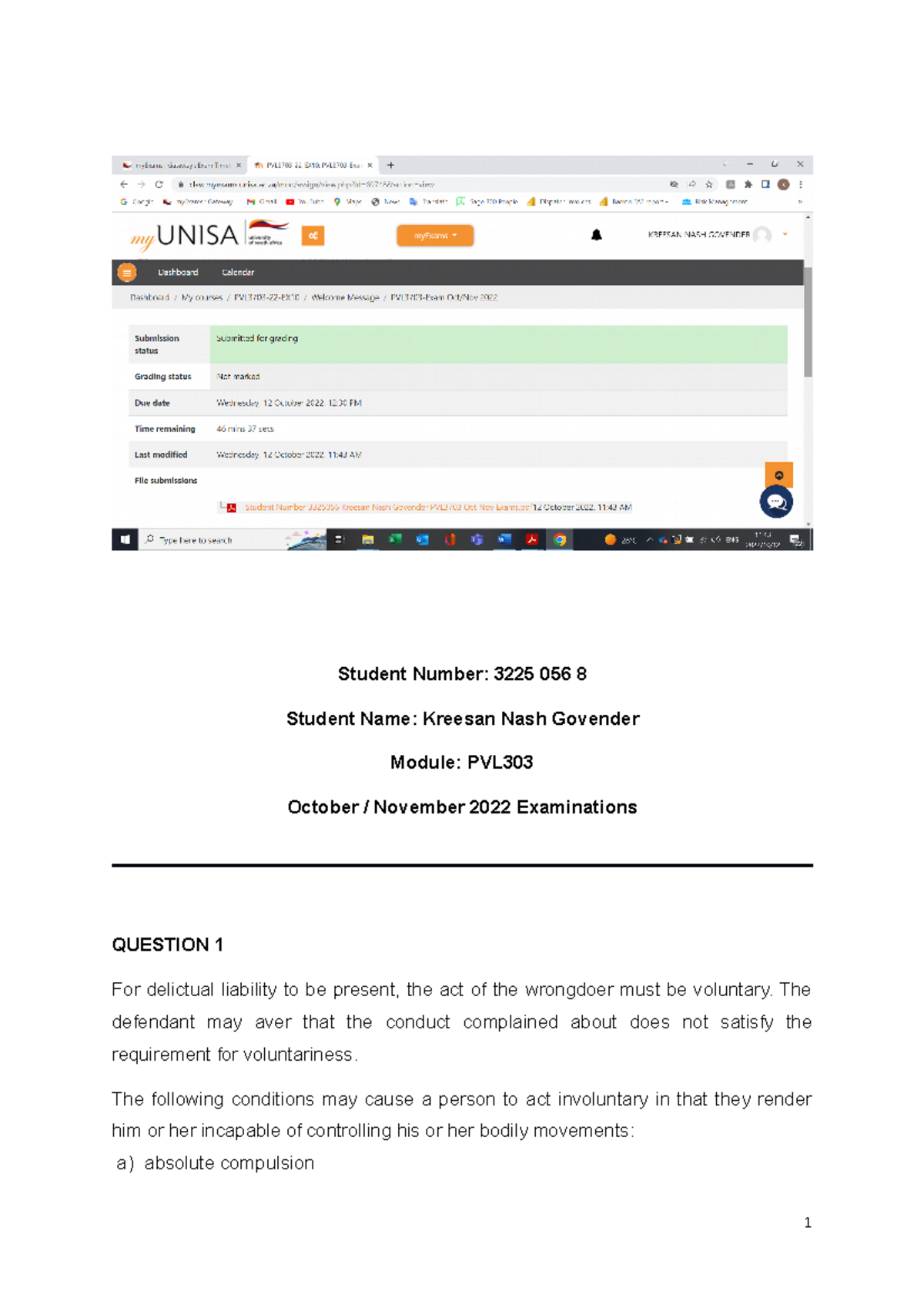 Kreesan Nash Govender Student Number 32250568 PVL3703 Oct Nov 2022 ...