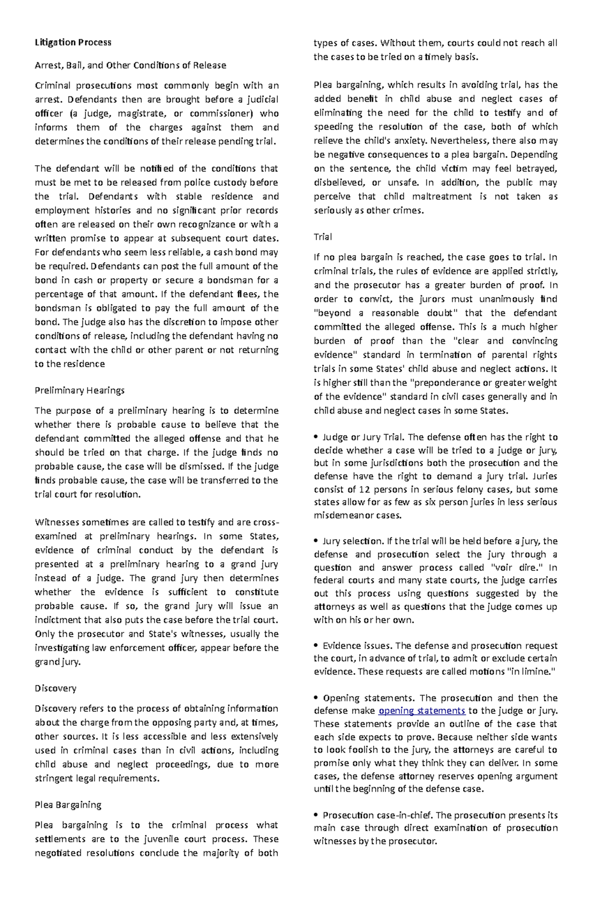 Litigation Process - Litigation Process Arrest, Bail, and Other ...