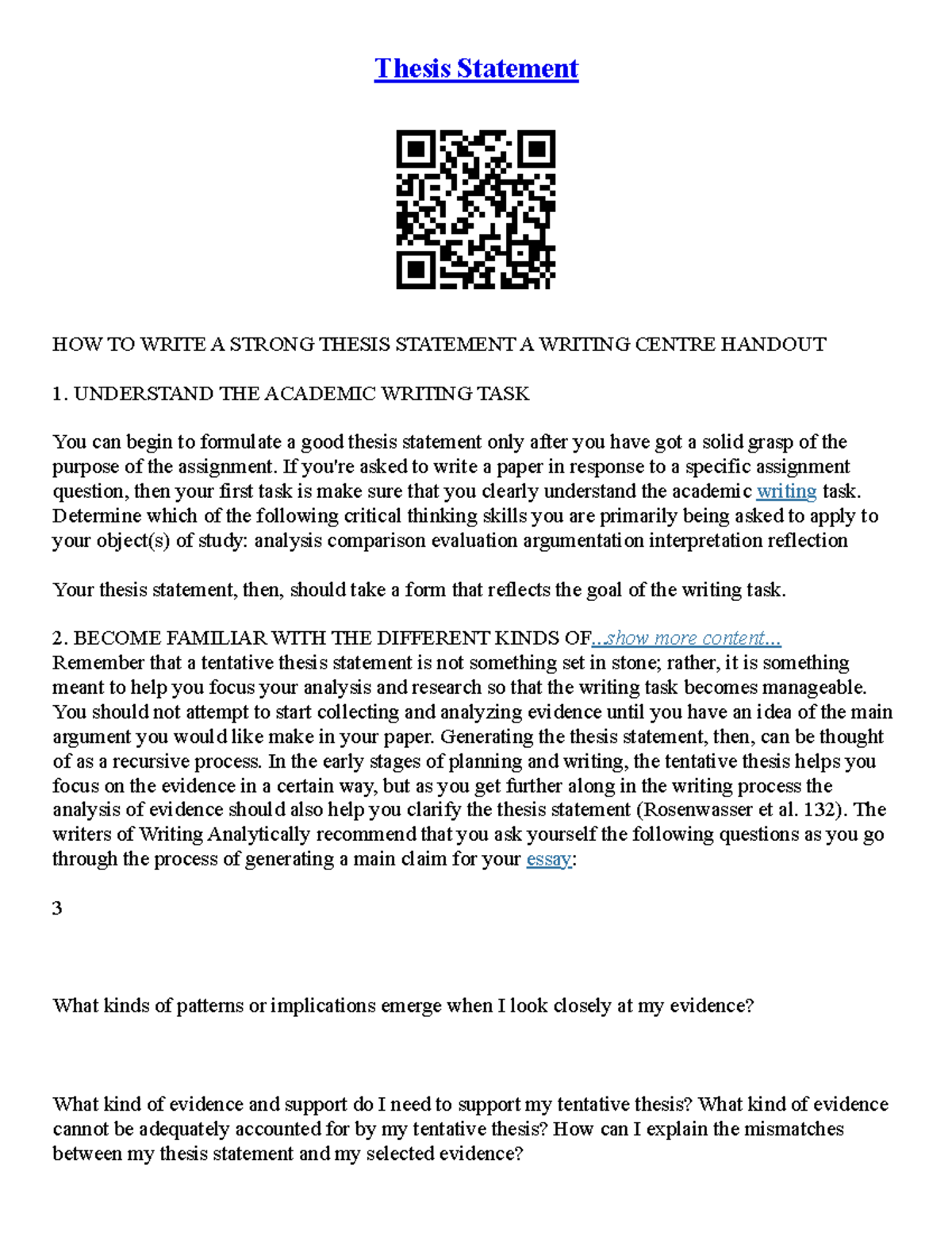 Purpose Of Thesis Statement In An Essay - Thesis Statement HOW TO WRITE ...