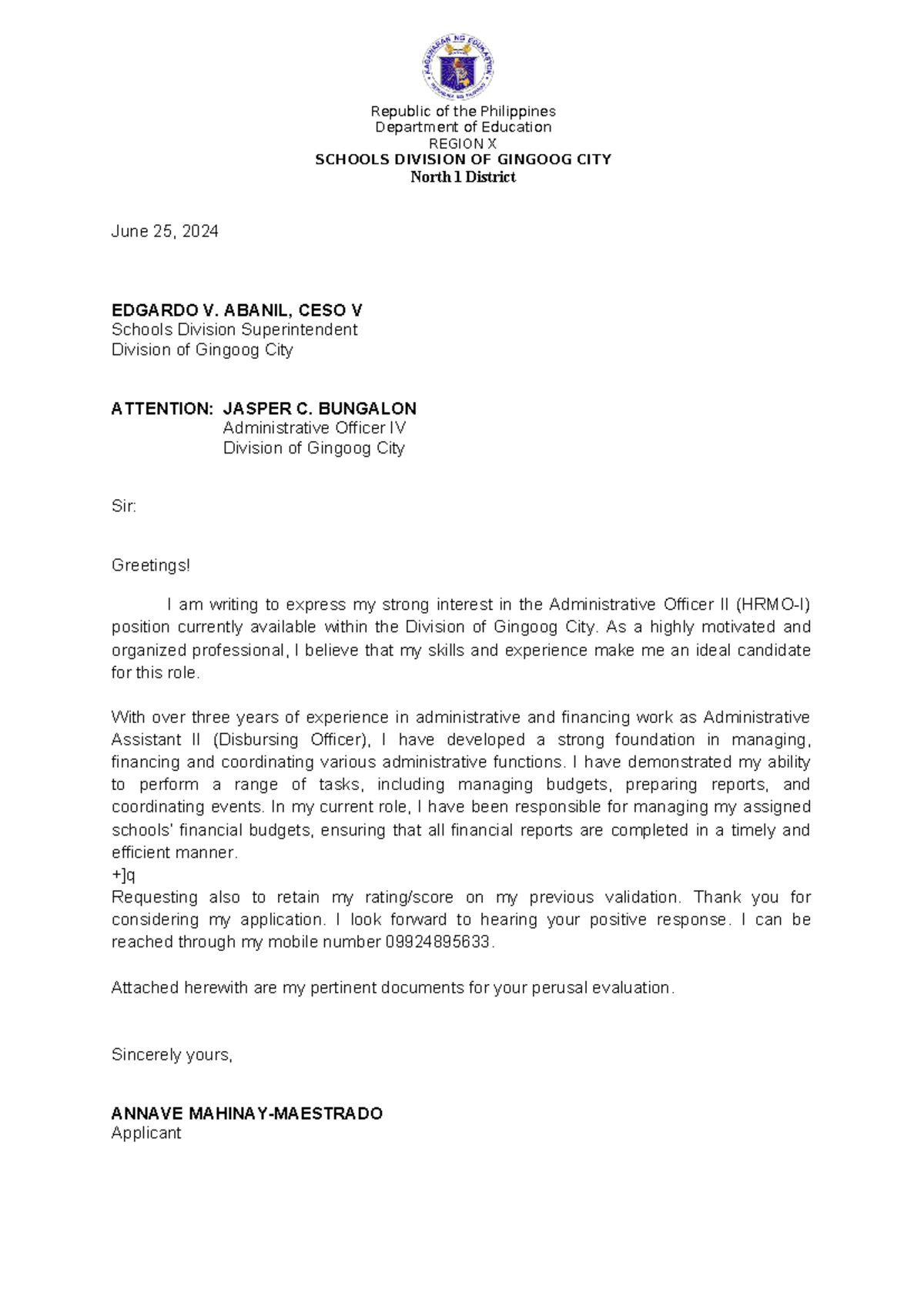 Letter of Intent - yes - Republic of the Philippines Department of ...