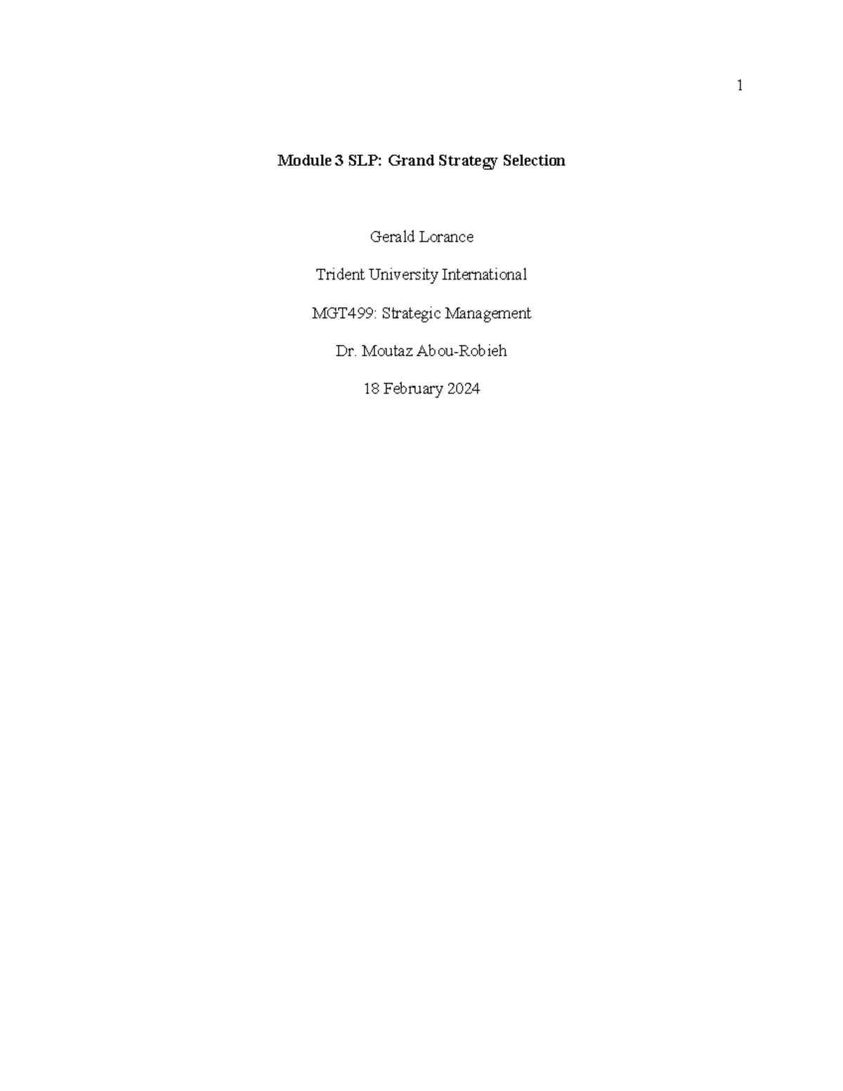 MGT499 SLP 3 - use only as a guided example, do your own work - 1 ...