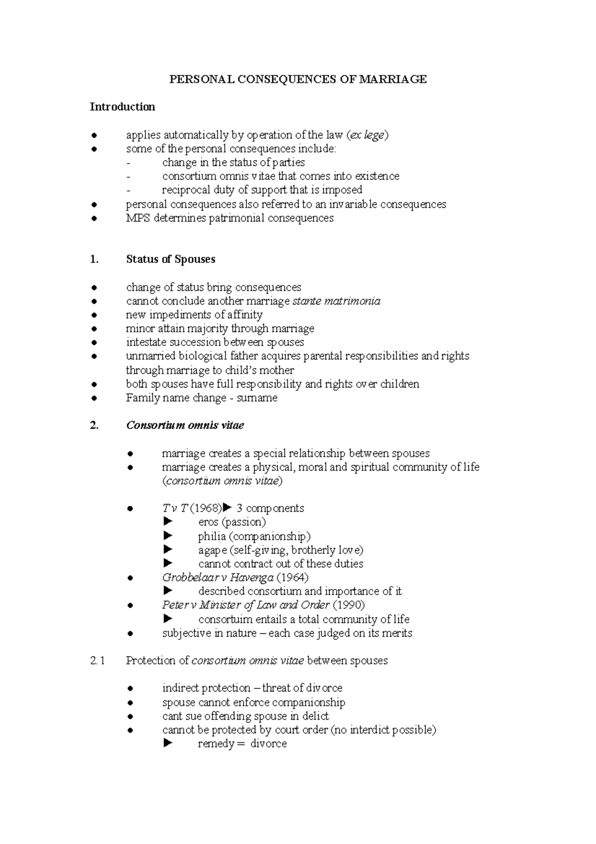 Personal consequences of a marriage - PERSONAL CONSEQUENCES OF MARRIAGE ...