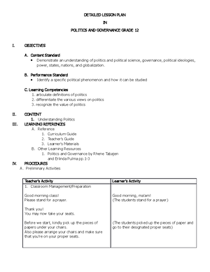 307511950 SHS Detailed Lesson Plan - SENIOR HIGH SCHOOL Name: LLOYL Y ...