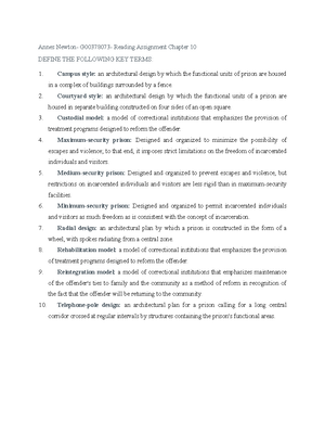 Corrections reading assignment chapter 13 and 14 - Annes Newton- G00378073- Reading Assignment ...