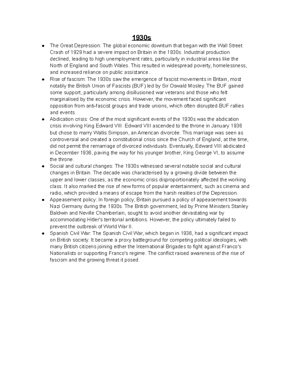 Britain Practice Questions - 1930s The Great Depression: The global ...