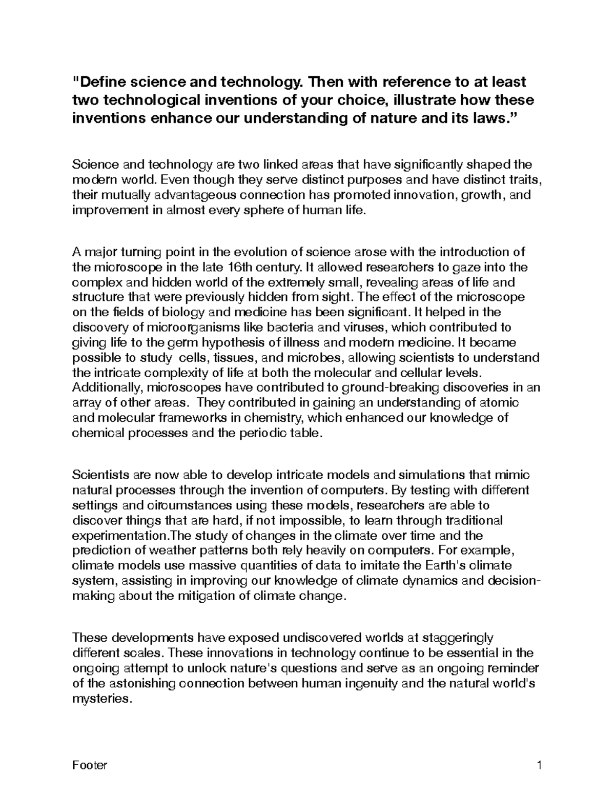 SOK Assignment 1 - skibidi - "Define science and technology. Then with ...