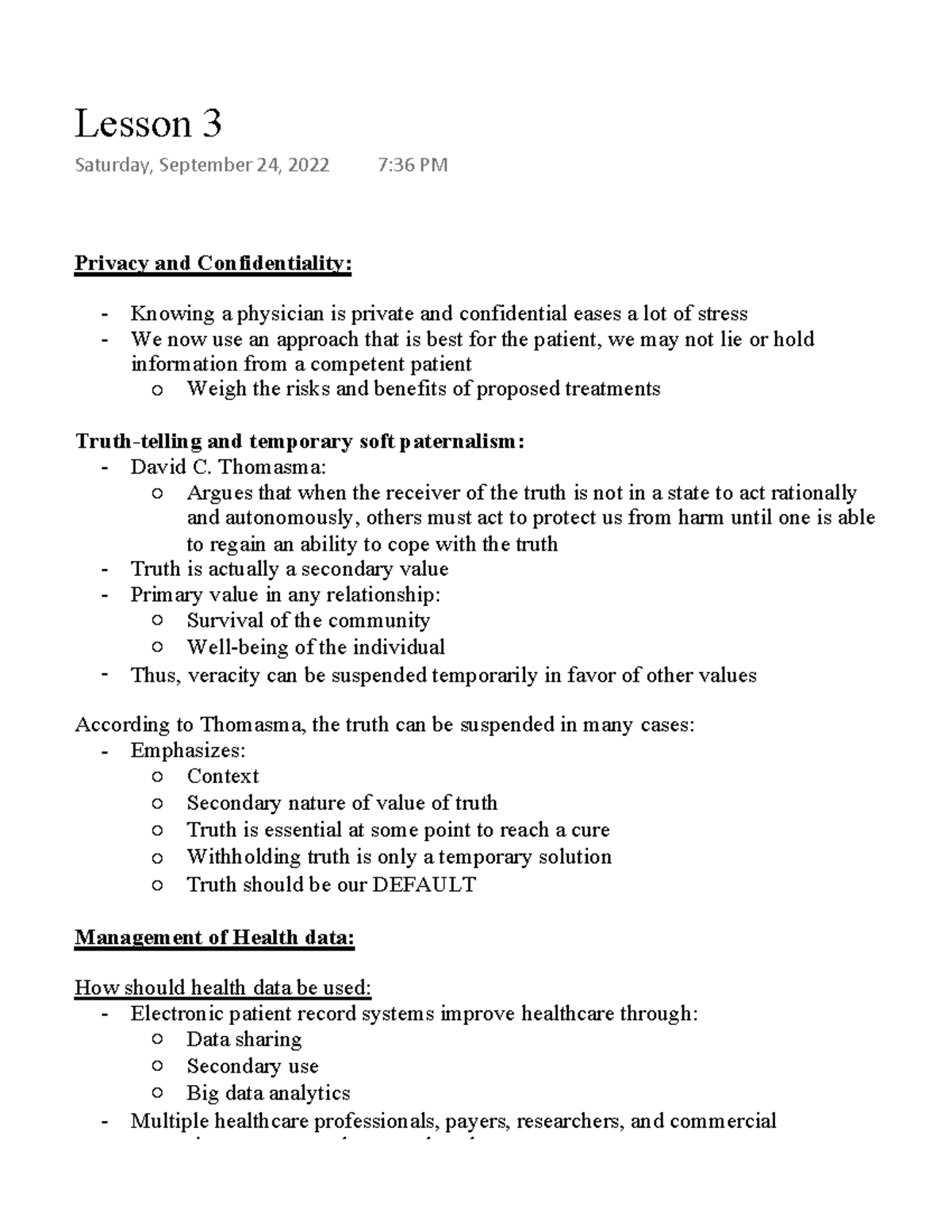 Phil 235 - Lesson 3 - Lecture 3 - Privacy and Confidentiality: Knowing ...
