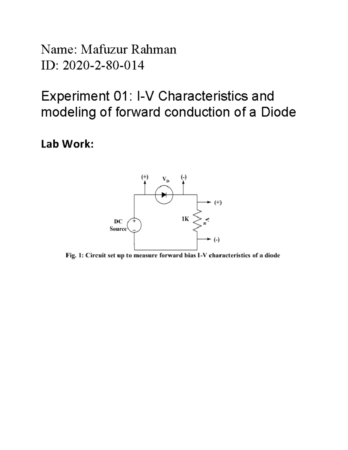 Experiment 01 - Lab Report -01 - Name: Mafuzur Rahman ID: 2020-2-80 ...