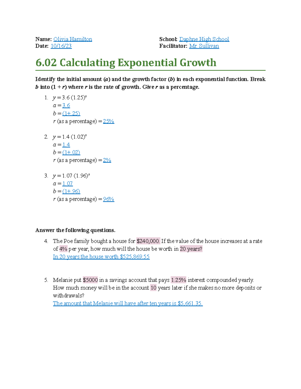 06-02 task - Math - Name: Olivia Hamilton Date: 10/16/ School: Daphne ...