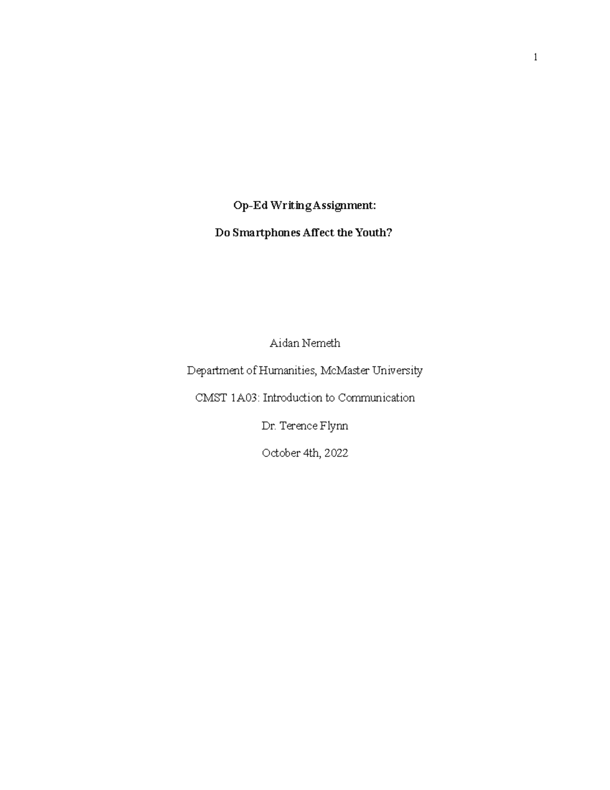 Op-Ed Assignment - Op-Ed Writing Assignment: Do Smartphones Affect the ...
