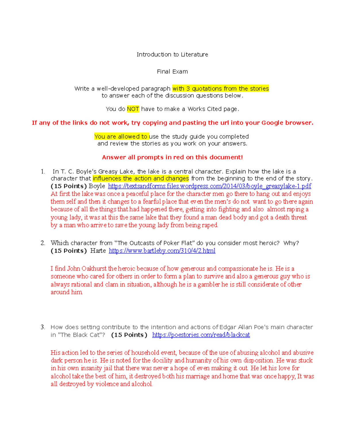 Fiction.Nonfiction Final Exam S 2020 - Introduction to Literature Final ...