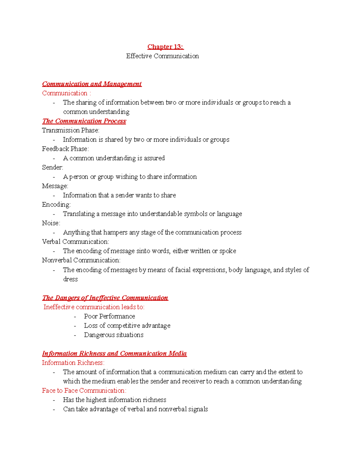 Business Mgmt Chapter 13 - Chapter 13: Effective Communication ...