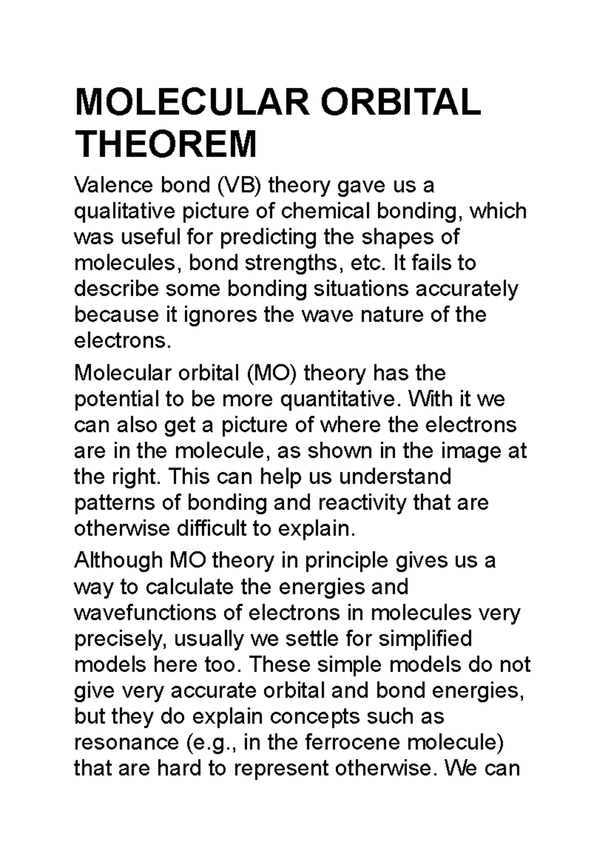 Molecular Orbital Theorem Molecular Orbital Theorem Valence Bond Vb