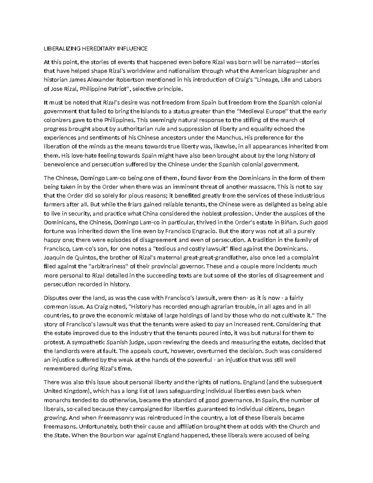 Liberalizing Hereditary Influence - LIBERALIZING HEREDITARY INFLUENCE ...