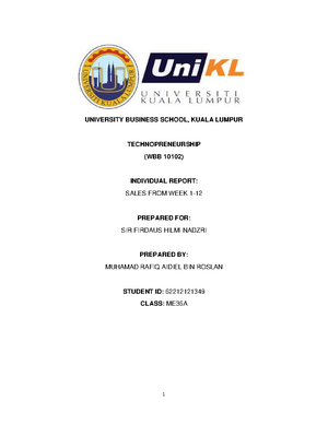 Business Plan- Technopreneurship - Course Title/ Code ...