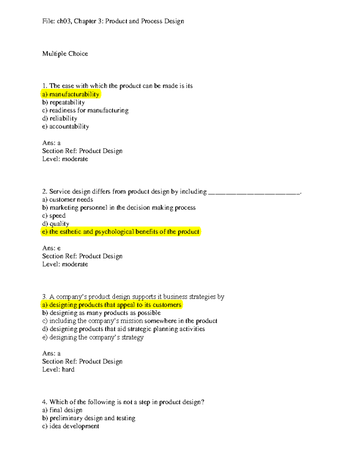 CH3-Product and Process Design - File: ch03, Chapter 3: Product and Process Design Multiple ...