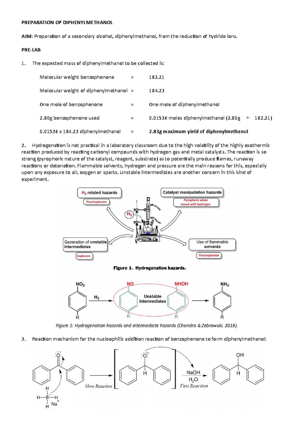 Preparation of Diphenylmethanol SCC2211 Organic Chemistry 100% grade - PREPARATION OF - Studocu