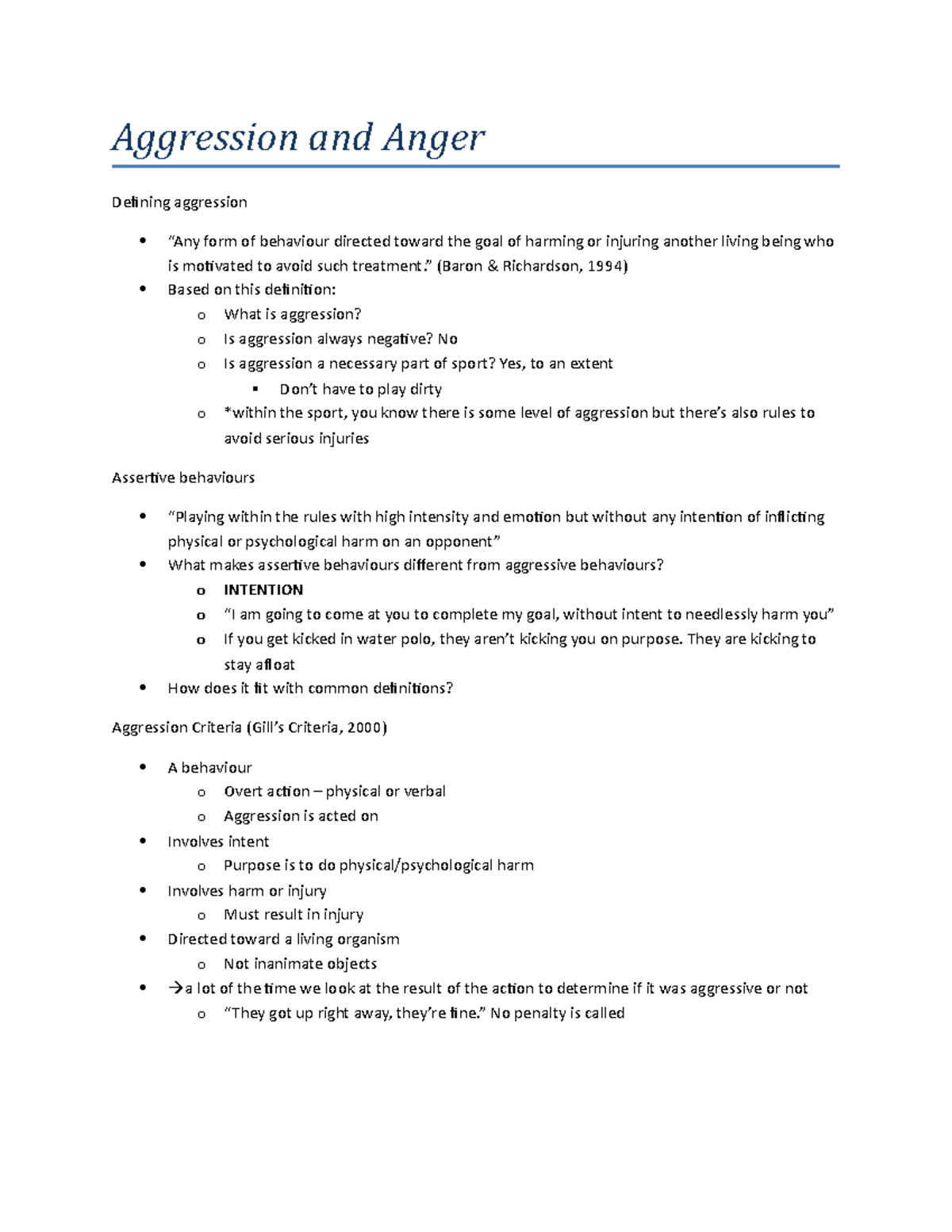 Topic 4- Aggression and Anger - Aggression and Anger Defining ...