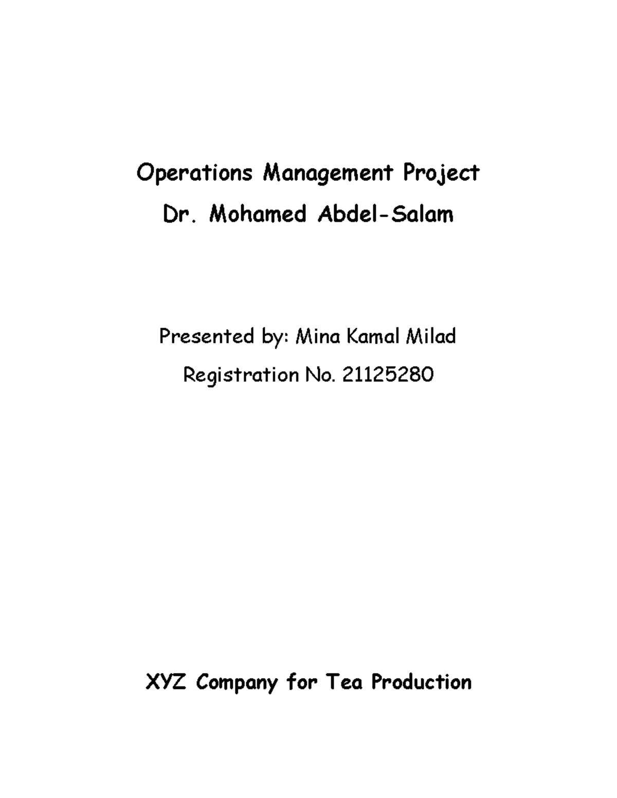 Operations Mgmt Project (Auto Recovered) - Operations Management ...