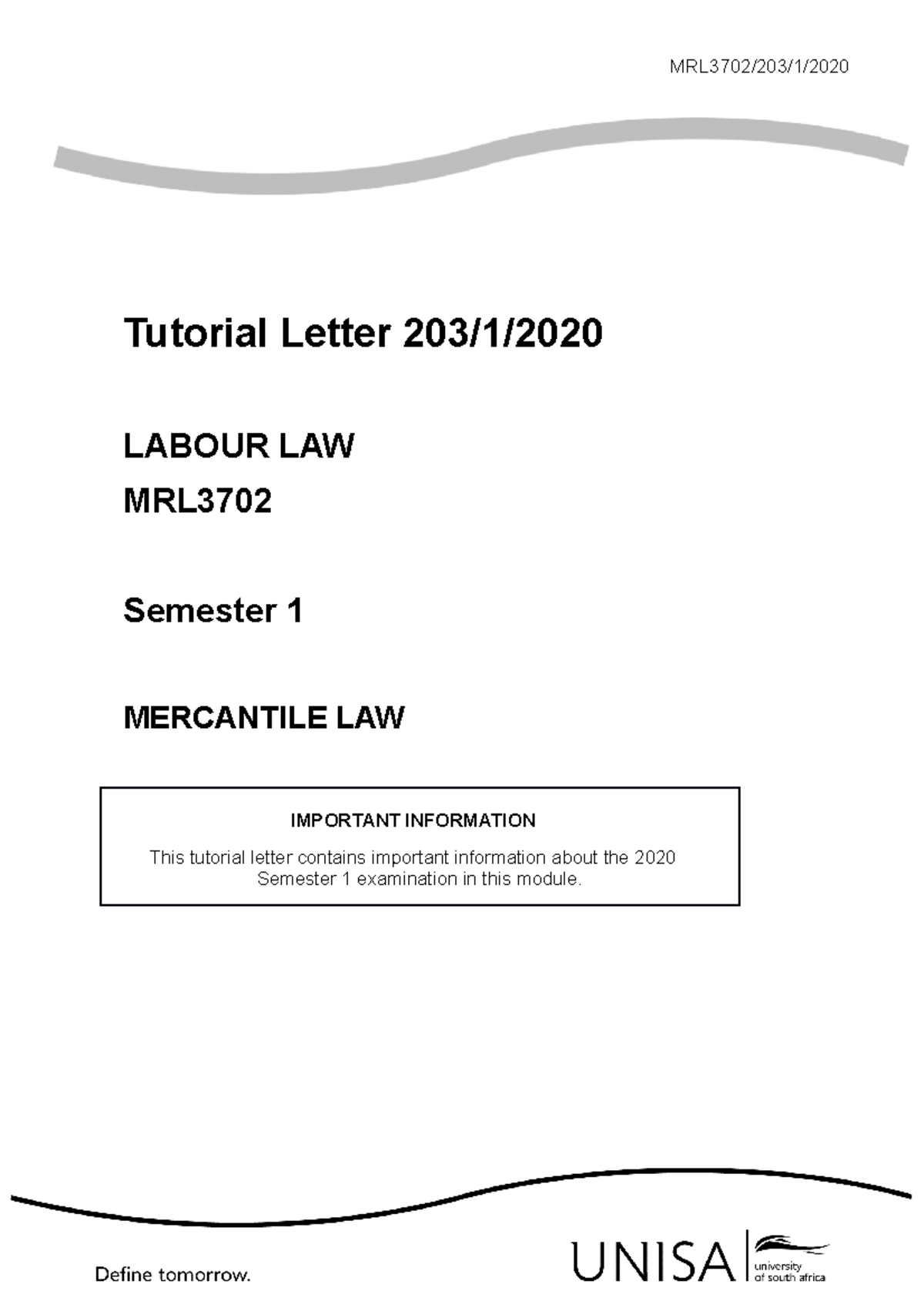 M TL 203 MRL3702 TUT Letter MAY JUNE Exams - MRL3702/203/1/ Tutorial ...