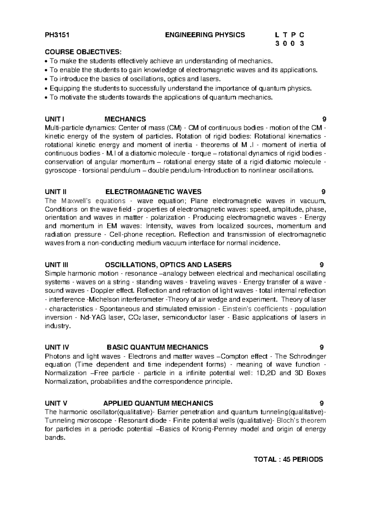 Ph3151-syllabus - Ph3151-syllabus - PH3151 ENGINEERING PHYSICS L T P C ...