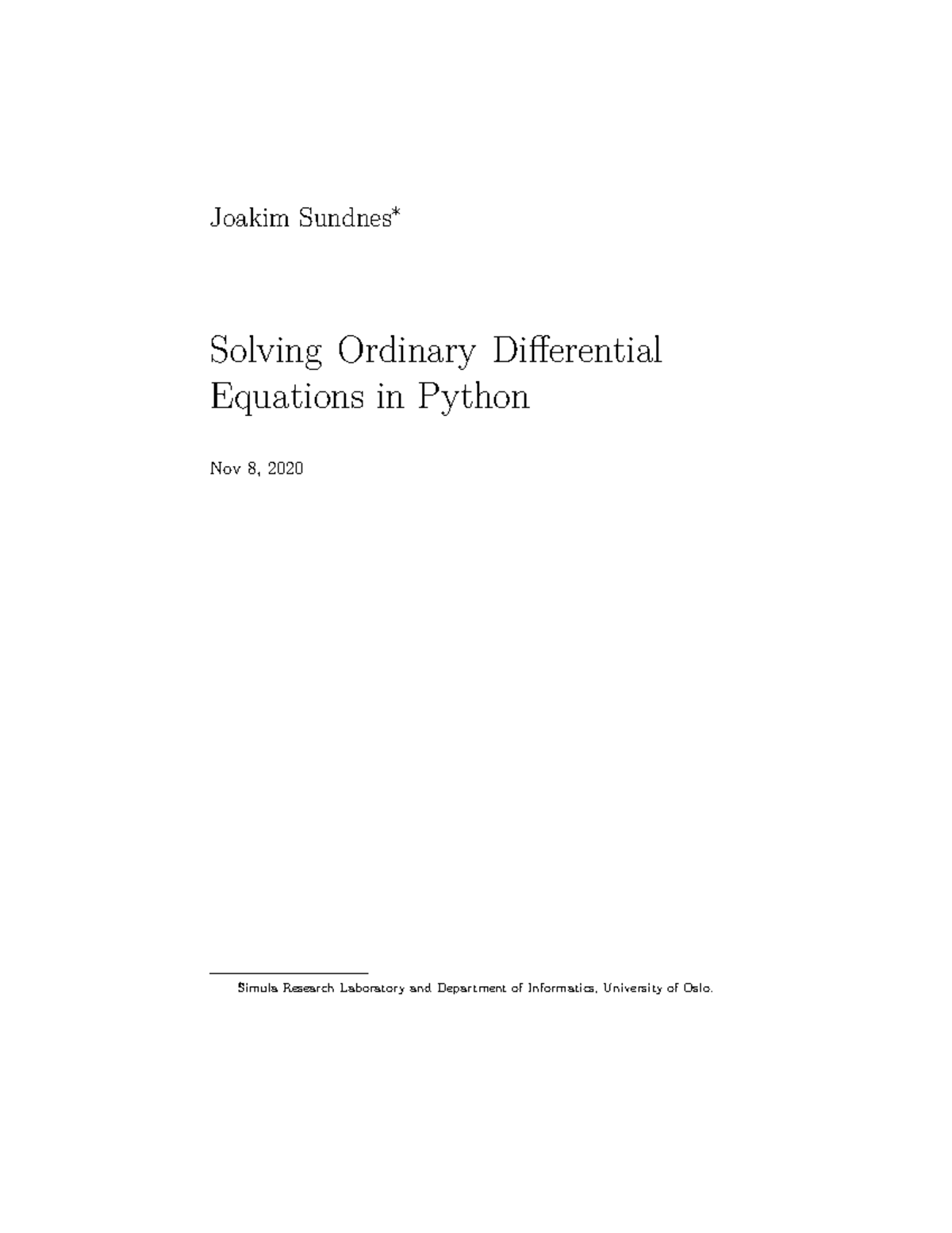 Ode book - ODE - Joakim Sundnes ∗ Solving Ordinary Differential ...