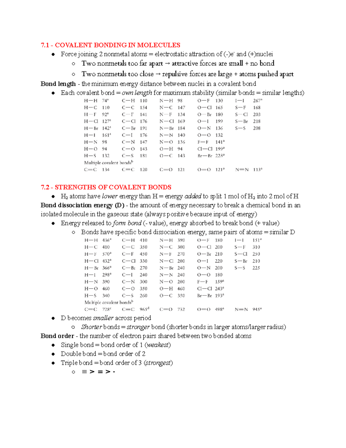 Chapter 7 Textbook - 7 - COVALENT BONDING IN MOLECULES Force joining 2 ...
