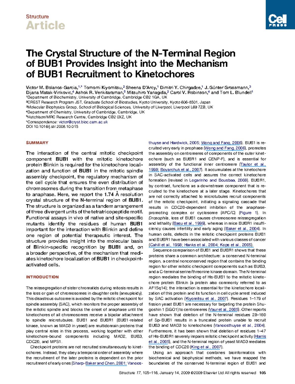 The Crystal Structure of the N Terminal - CHM 352 - Miami University ...