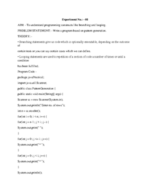 OOPM Mumbai University Exp-7 - Experiment No.: - 07 AIM: - To ...