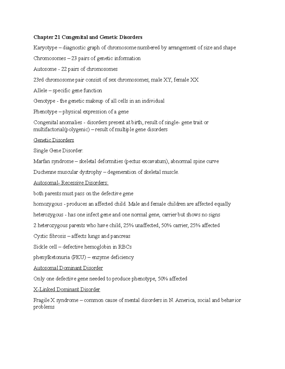 Chapter 21 Lecture Notes Chapter 21 Congenital And Genetic
