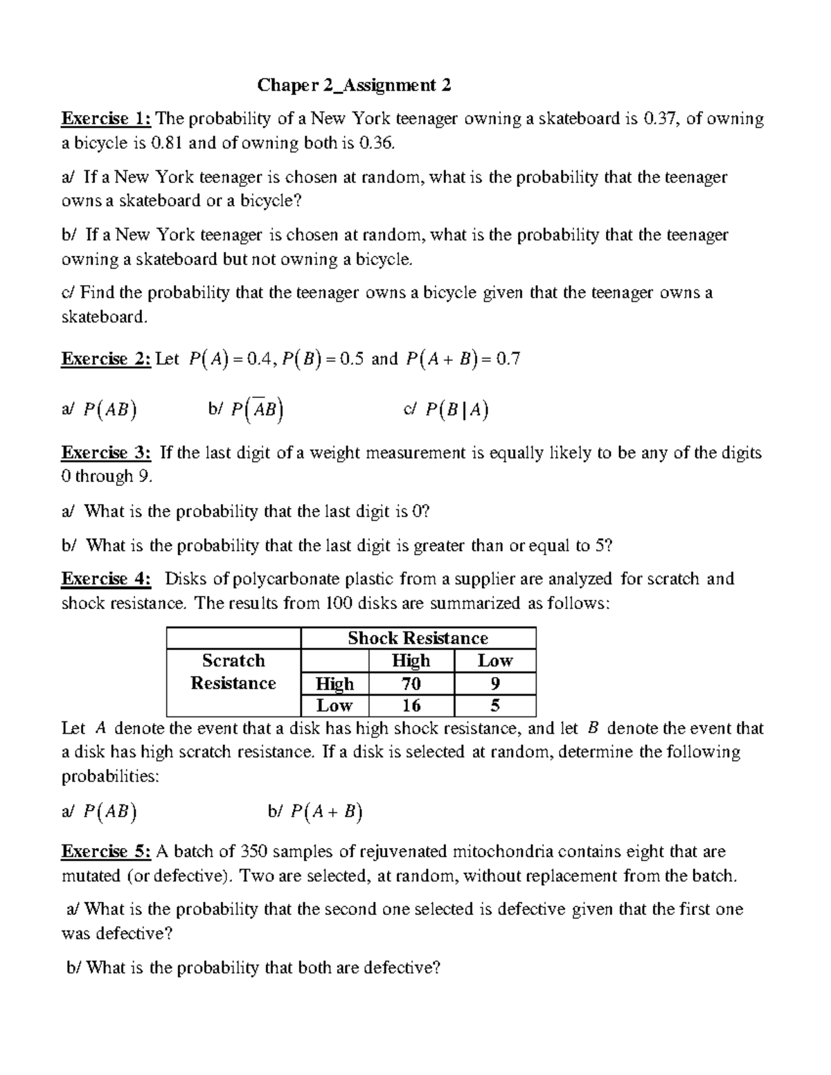 Spring 23 C2 Assignment 2 - Chaper 2_Assignment 2 Exercise 1: The probability of a New York ...