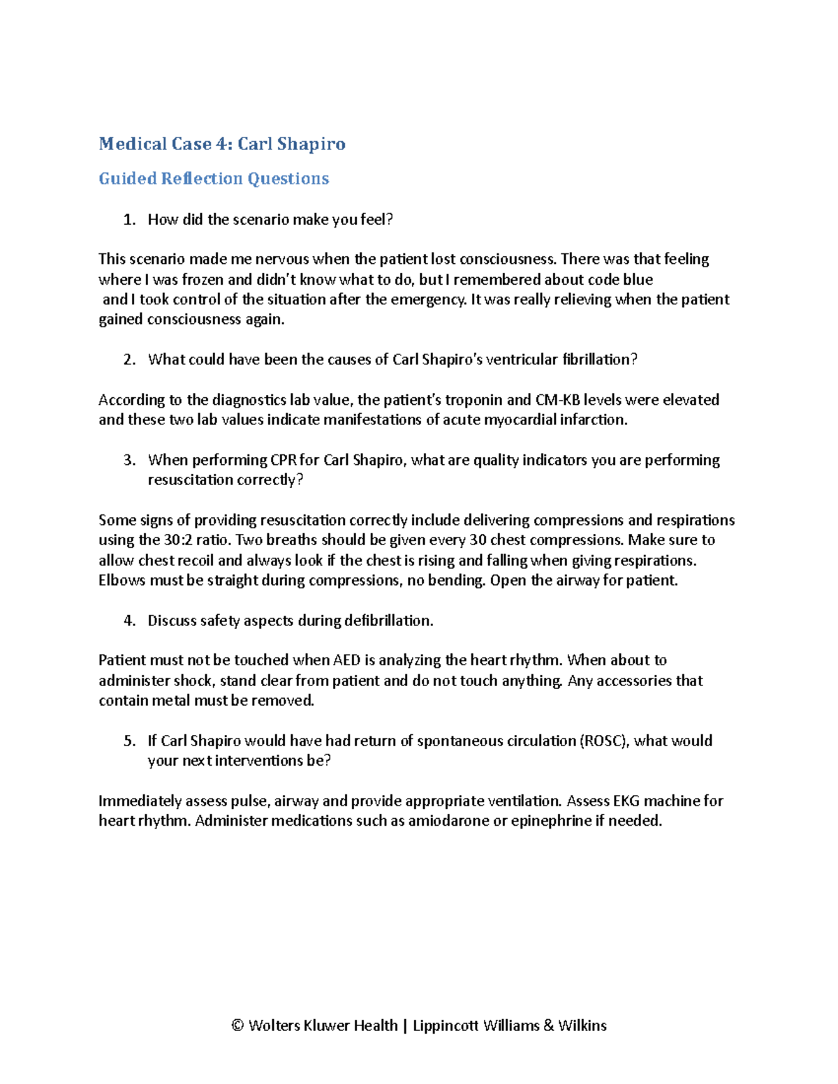 Carl Shapiro v Sim Reflection - Medical Case 4: Carl Shapiro Guided ...